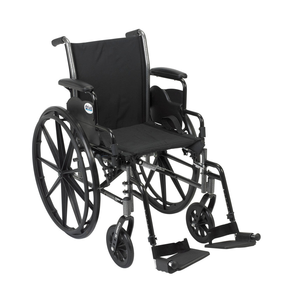 Drive Cruiser III 20" Wheelchair Wt Flip Back Adj. Height, Full Arm ...